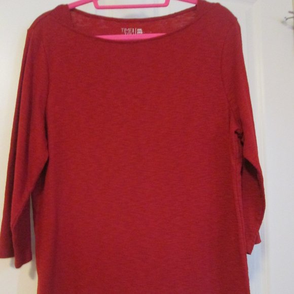 Time and Tru | Tops | Time Tru Red 34 Sleeve Tunic Knit Top 2xg 2 ...